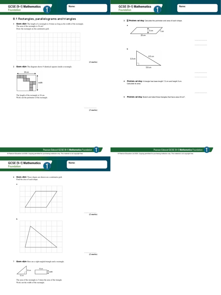 Rectangles Parallelogram and Triangles | PDF | Area | Rectangle