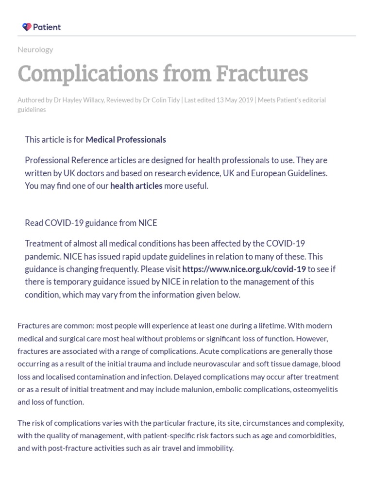 Fracture Complications Guide | PDF | Injury | Bone