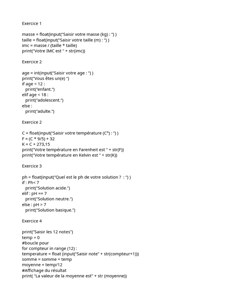 Exercices D'informatique | PDF | Méthodes et références pédagogiques