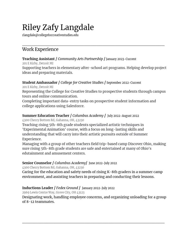 Resume Without Personal Info | PDF