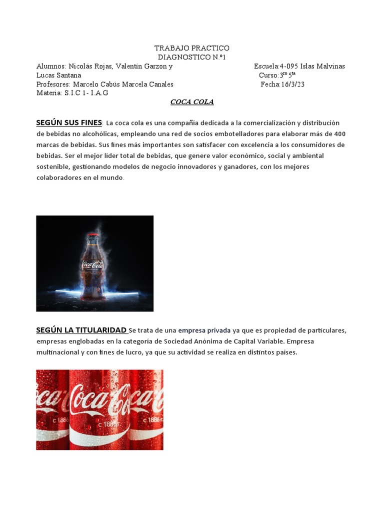 Según Sus Fines: Coca Cola | PDF