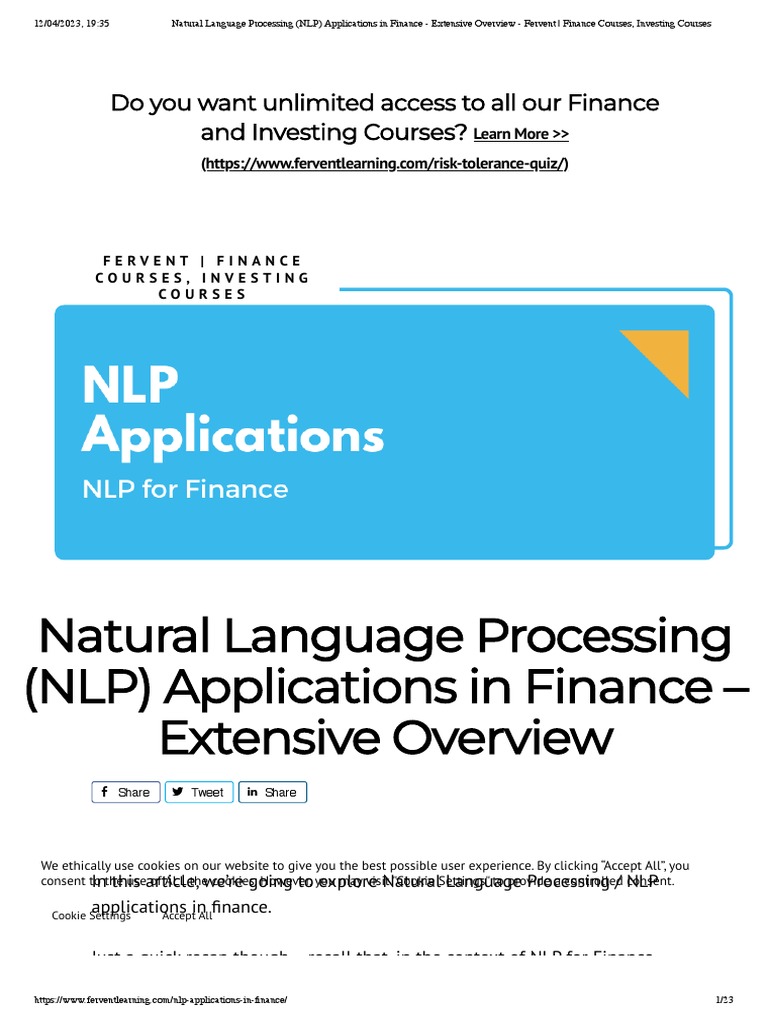 Natural Language Processing (NLP) Applications in Finance - Extensive ...