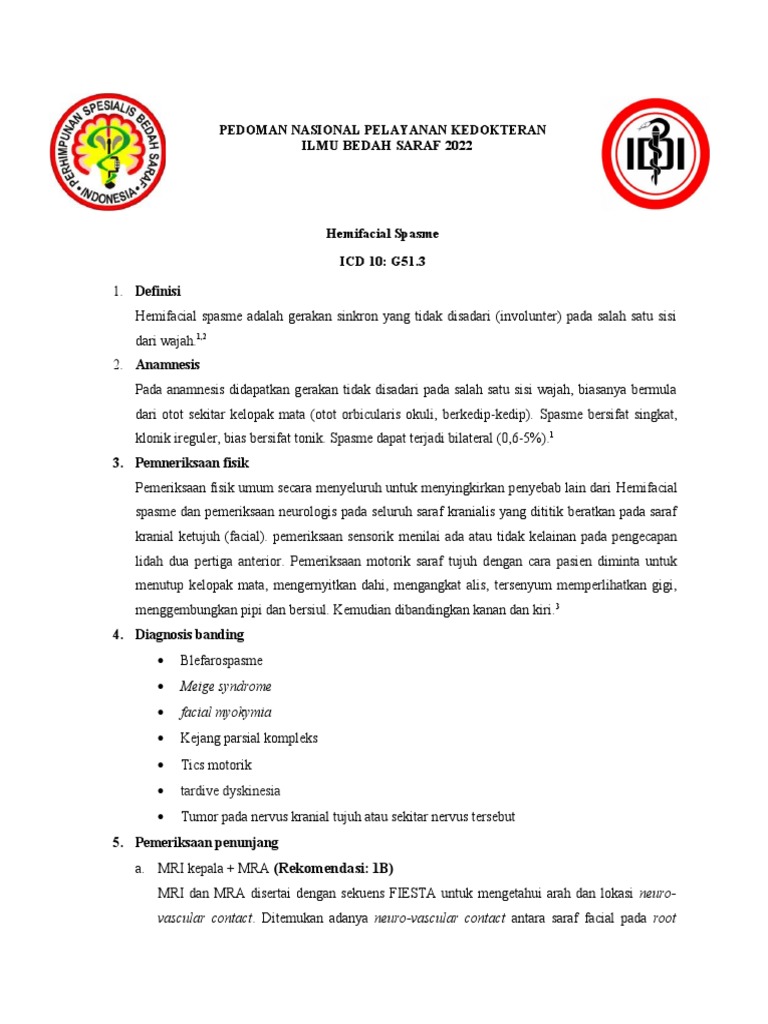 PNPK Hemifacial Spasme | PDF