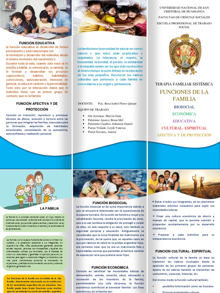 Triptico. Funciones Básicas de La Familia | PDF | Familia | Matrimonio