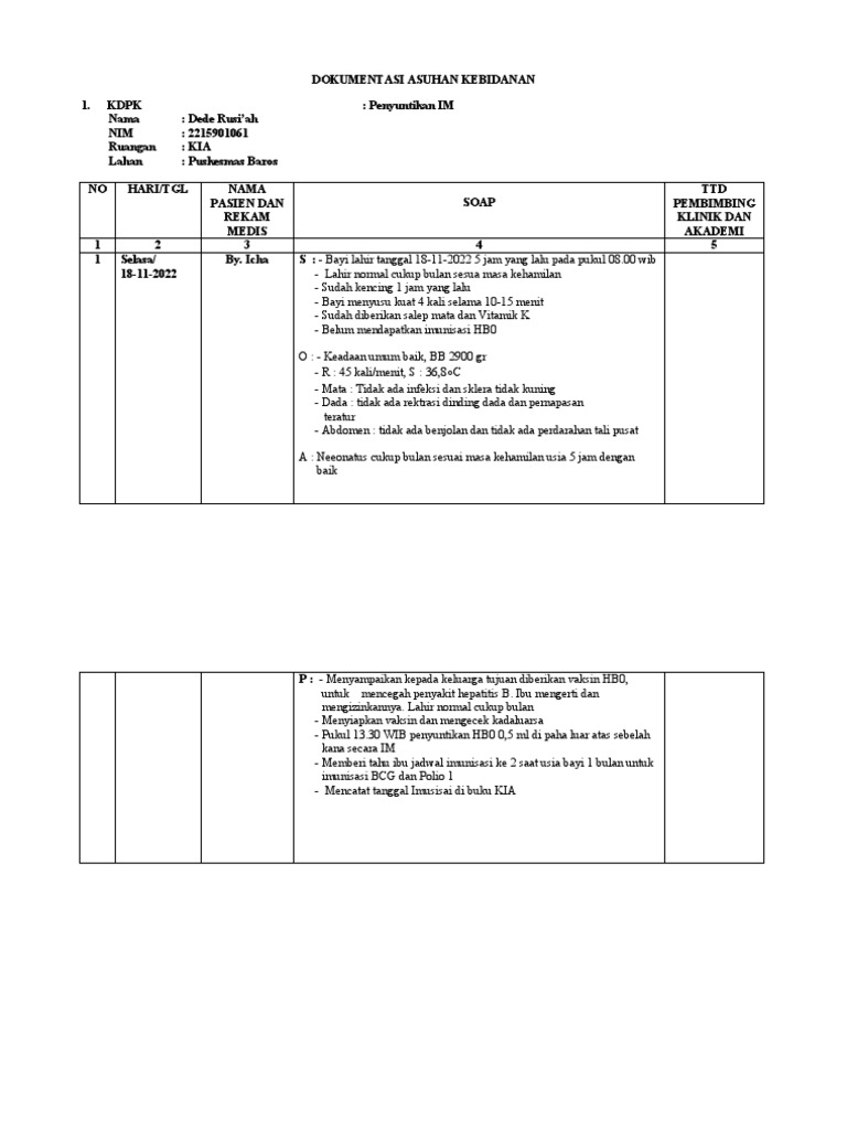 DOKUMENTASI ASUHAN KEBIDANAN KDPK Ok | PDF