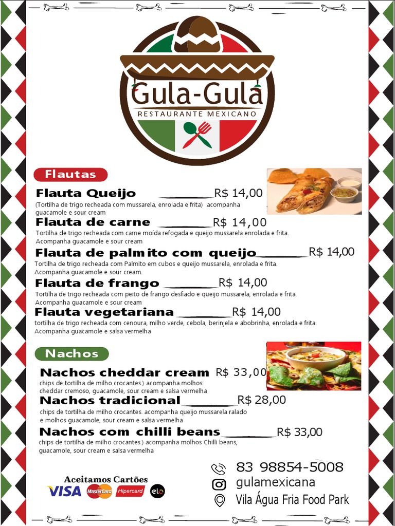 CARDAPIO GULA MEXICANA Atualizado | PDF | Burrito | Culinária latino ...