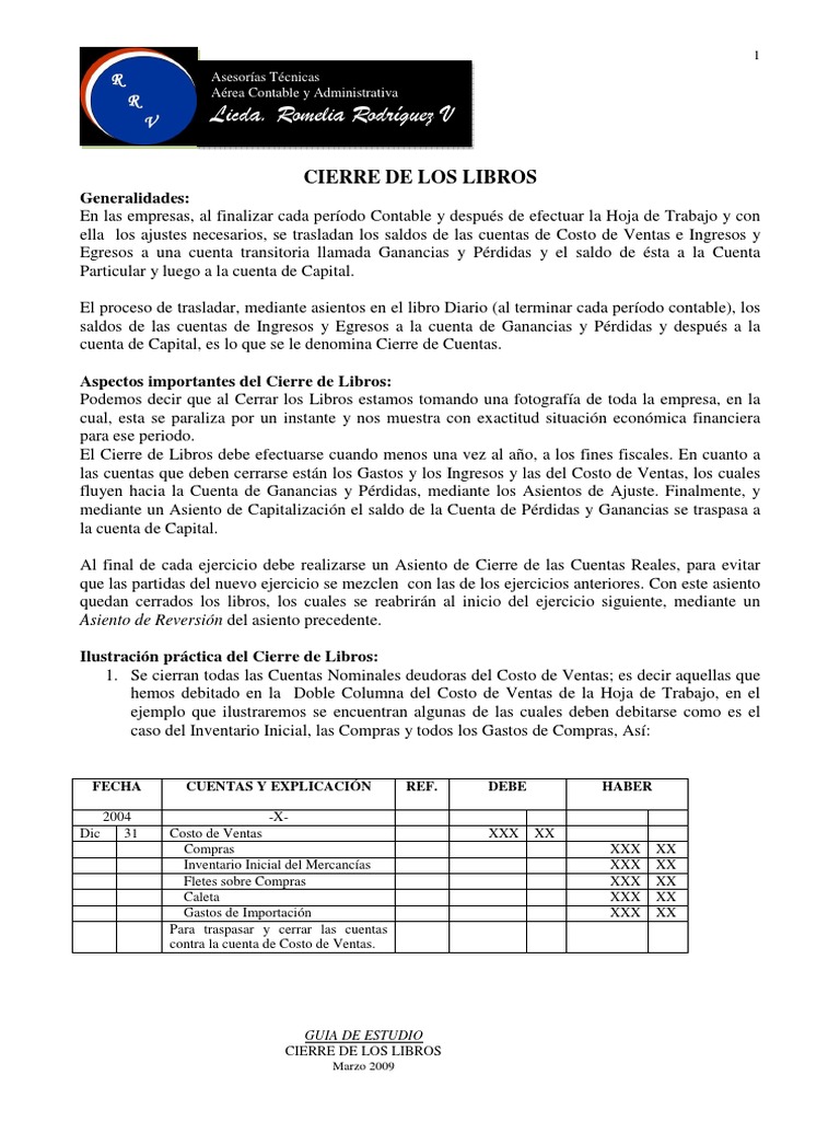 Material Didactico Cierre de Los Libros | PDF | Contabilidad | Impuesto ...