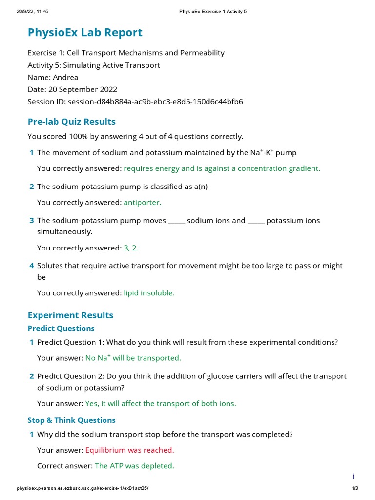 Active Transport Simulation Lab Report | PDF | Chemistry | Cell Biology