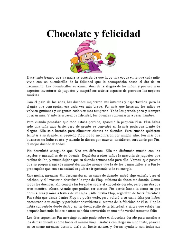 Cuento Chocolate y Felicidad | PDF | Felicidad