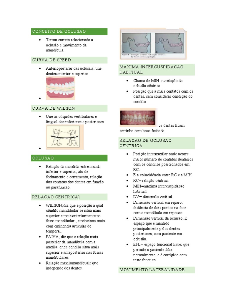 Conceito de Oclusao Resumo2 | PDF | Dente | Anatomia humana