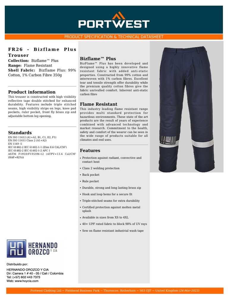 FR26 - Bizflame Plus Trouser Bizflame™ Plus: Product Specification ...