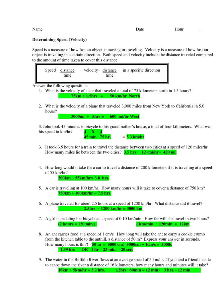 Speed and Velocity Calculation Guide | PDF | Speed | Mechanics