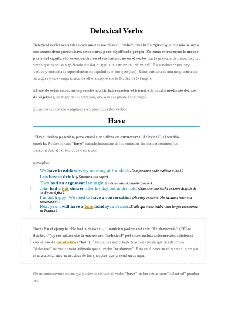 Delexical Verbs | PDF | Lingüística | Morfología