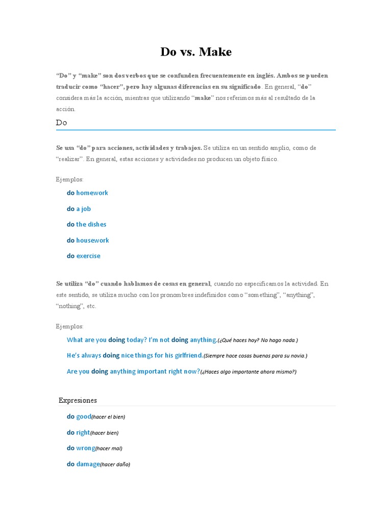 Do Vs Make | PDF | Lingüística