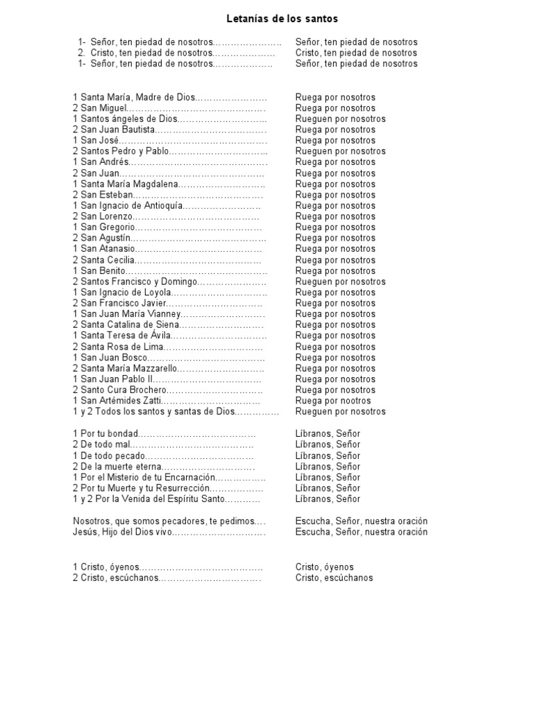 Letanías de los santos | PDF | Cristo (título) | Oración