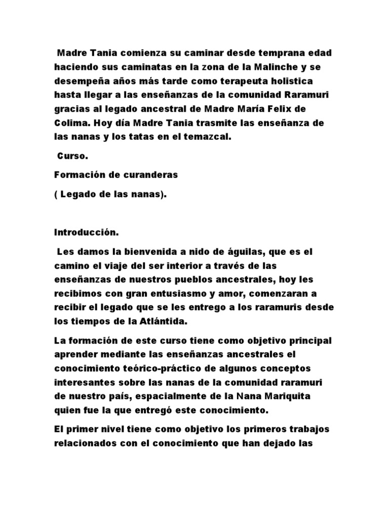 Curso Curanderas Raramuris | PDF