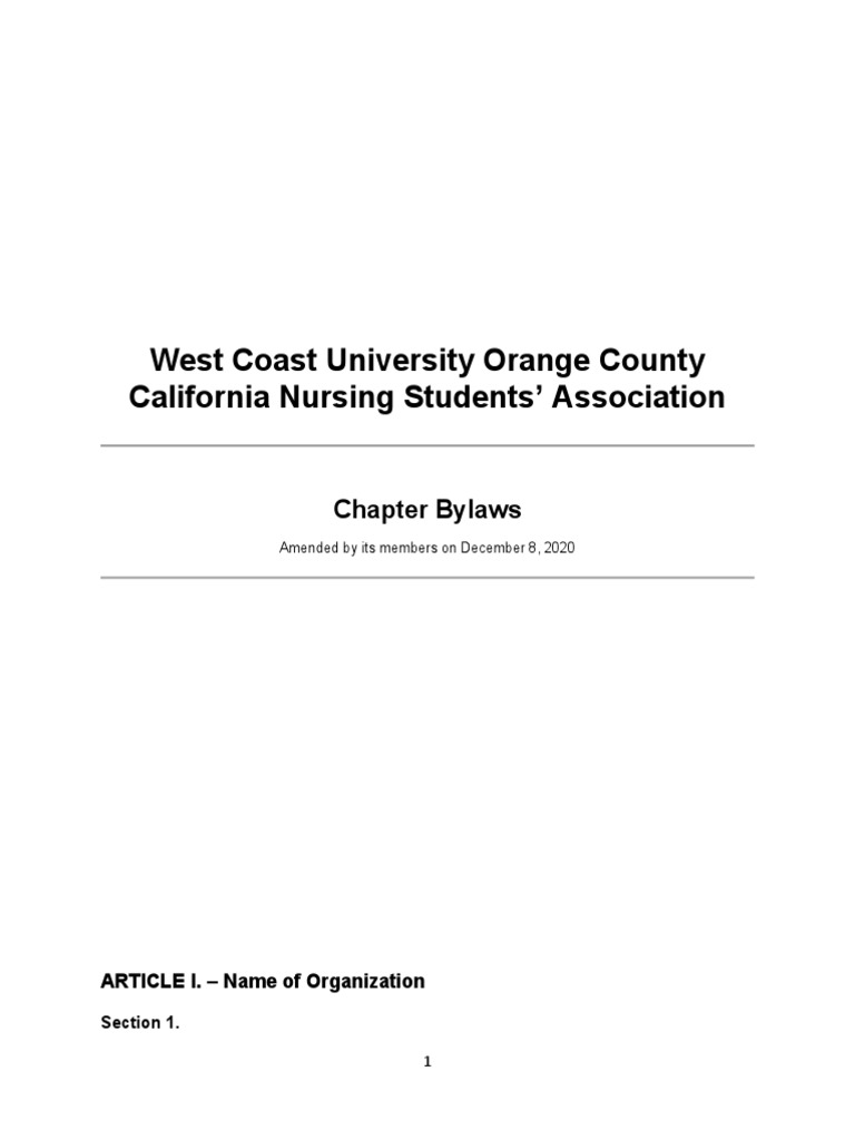 WCU-OC CNSA Bylaws Overview | PDF | Board Of Directors | Presidents Of ...
