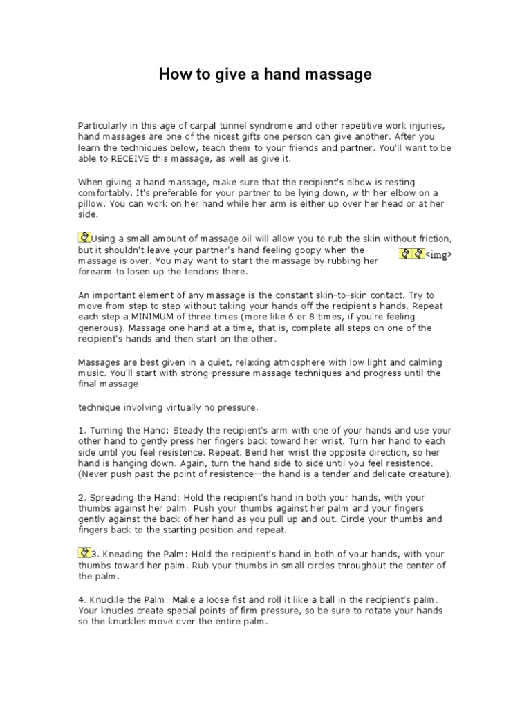 Step-by-Step Hand Massage Guide | PDF | Hand | Finger