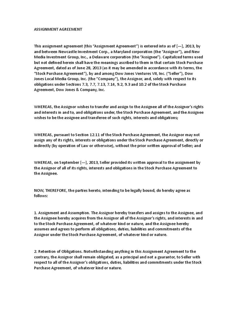 Assignment Agreement | PDF | Assignment (Law) | Business Law