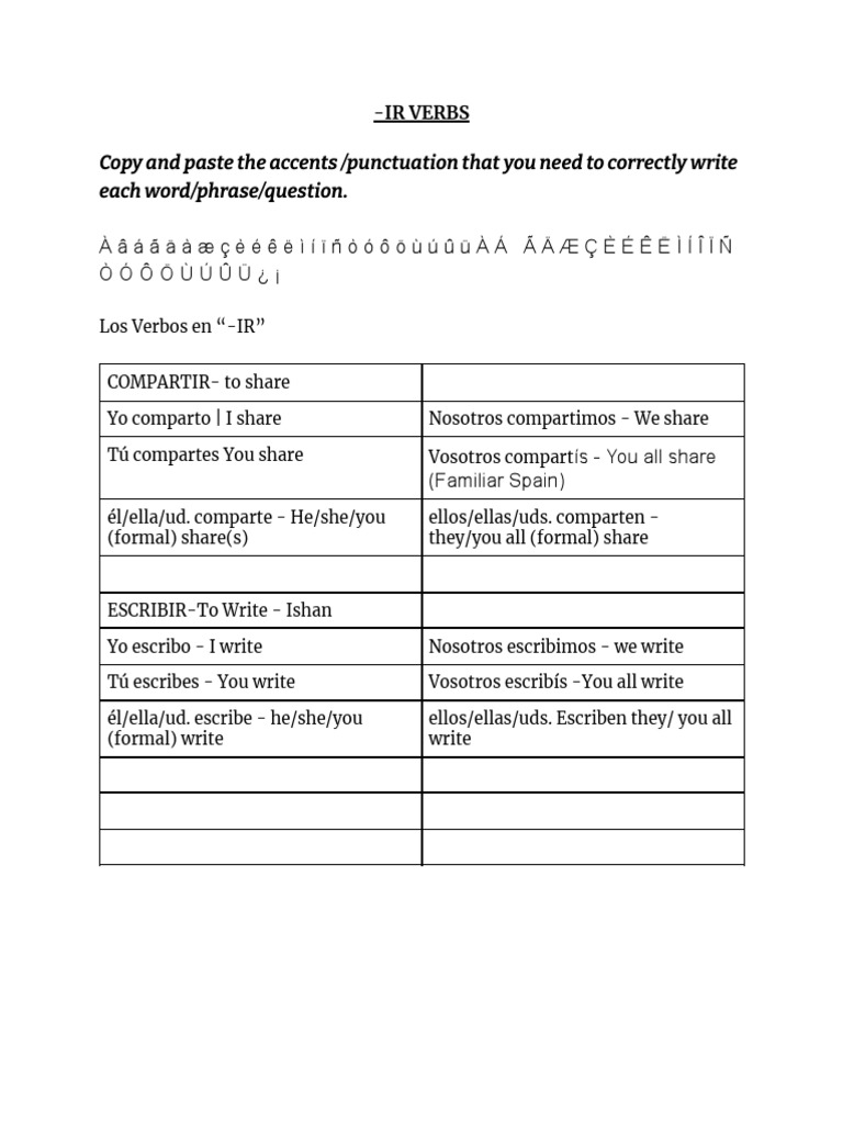 8-5 - Ir Verb Chart-Spanish | PDF