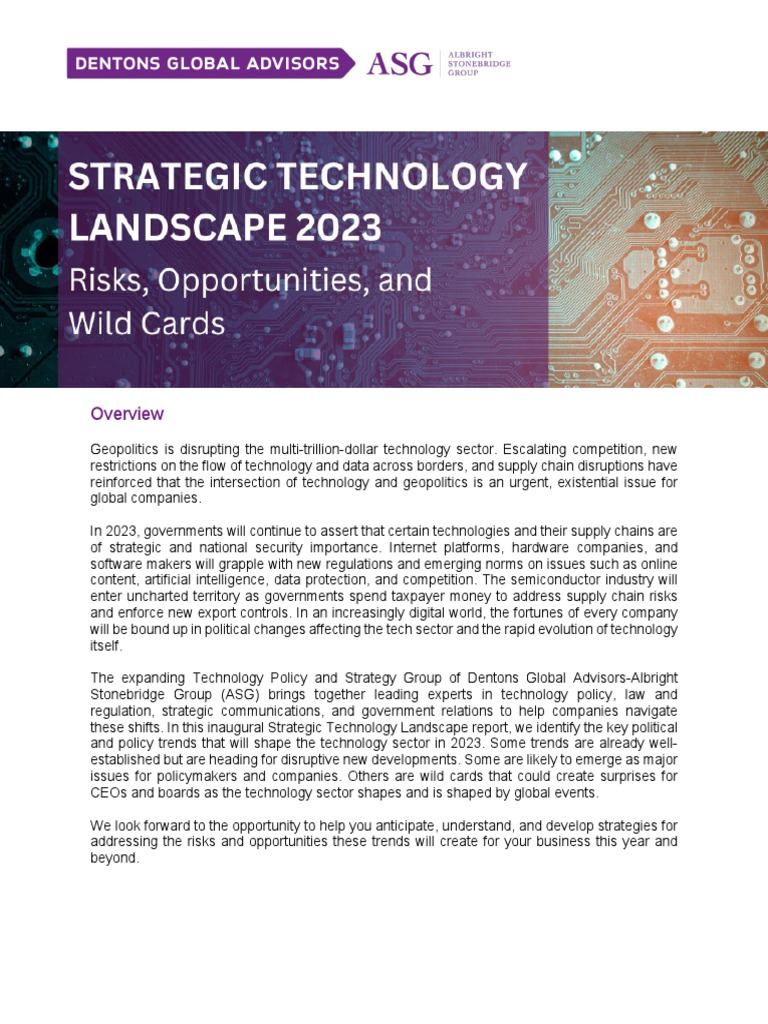 Strategic Technology Landscape 2023 - Risks, Opportunities, and Wild ...