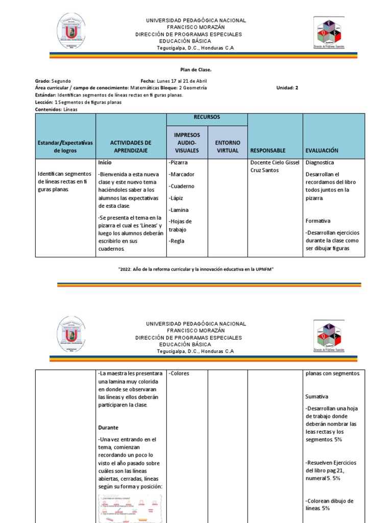 Plan de Clase: Segmentos en Matemáticas | PDF | Educación primaria ...
