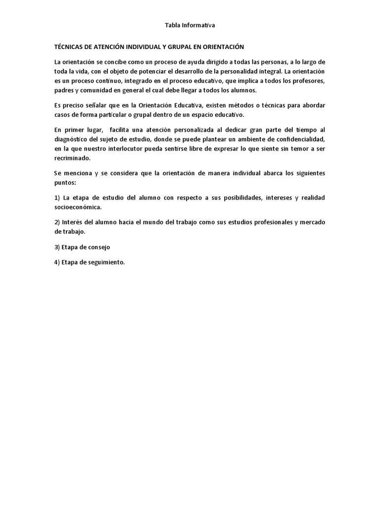 Tabla Informativa | Descargar gratis PDF | Toma de decisiones | Aprendizaje