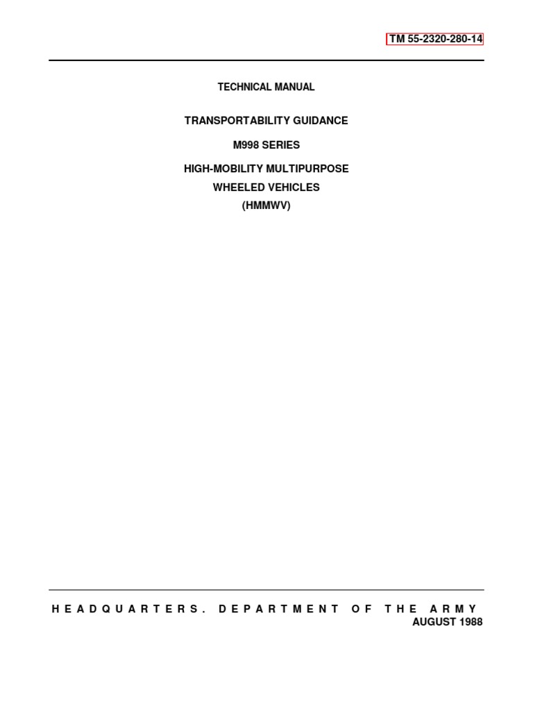 TM 55 2320 280 14 Transport | PDF | Humvee | Cargo