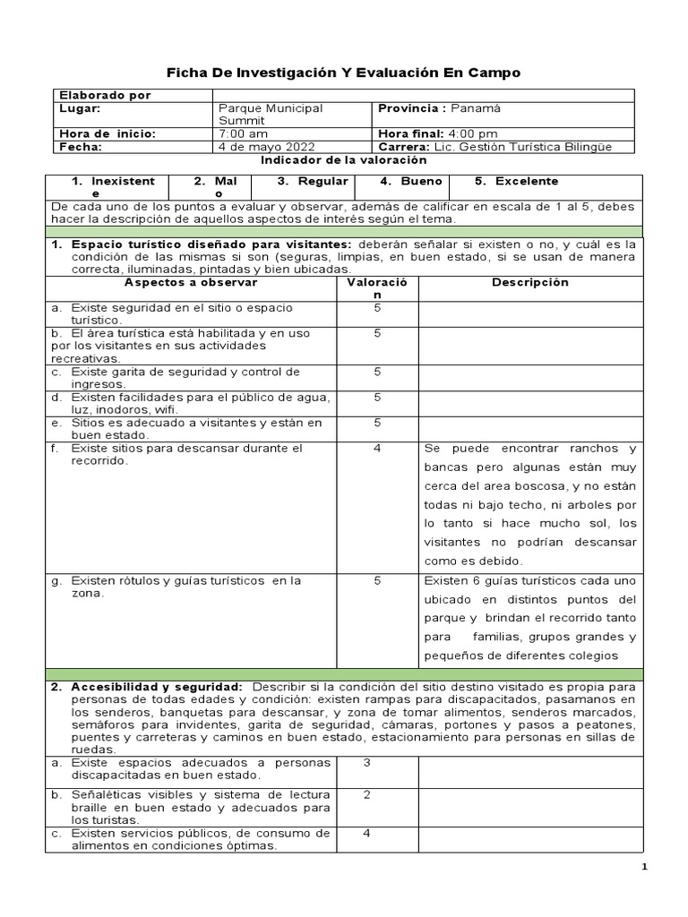 Ficha de Investigación Y Evaluación en Campo | PDF | Peatonal