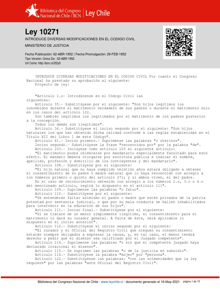 Ley 10271 - 02 Abr 1952 | PDF | Matrimonio | Herencia