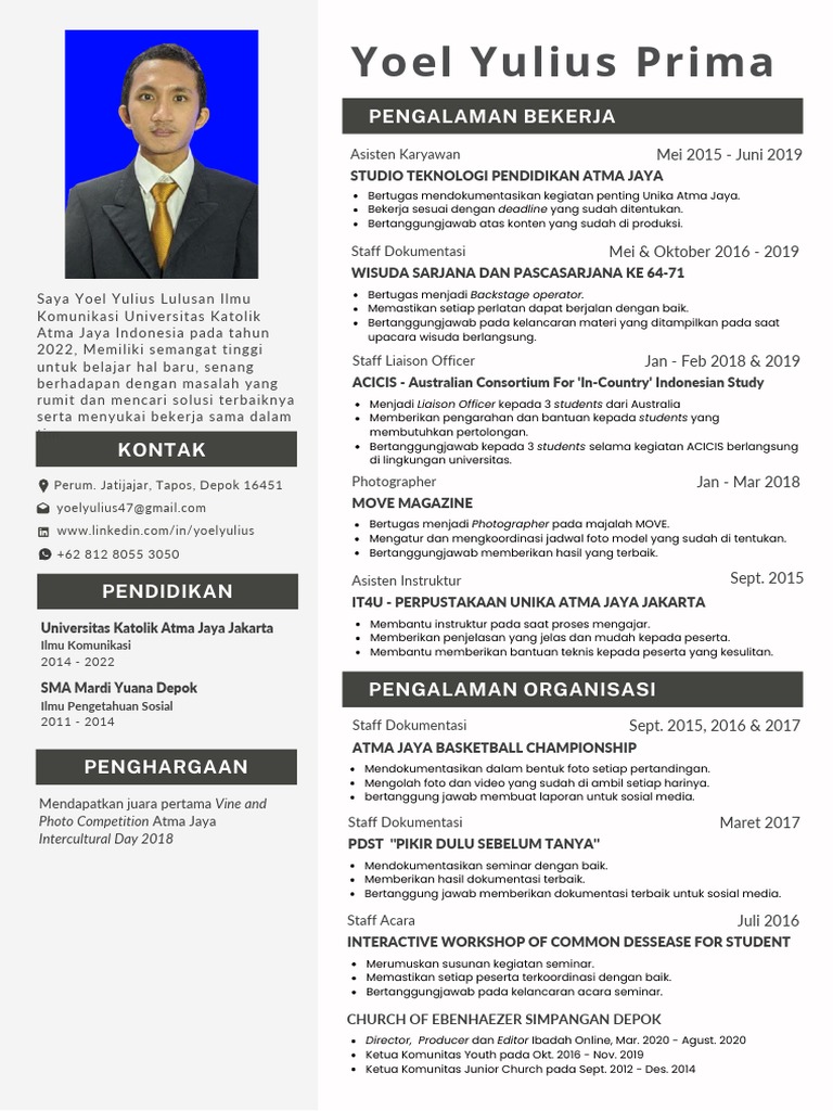 CV Yoel - Yulius - 2022 | PDF