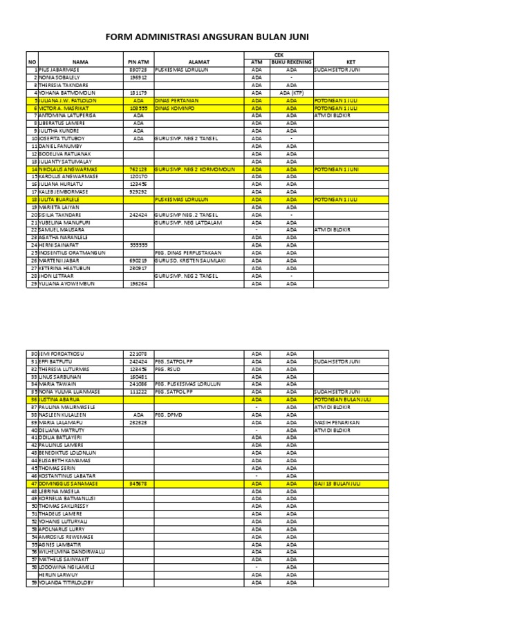 Form Atm Dan Buku Rekening | PDF