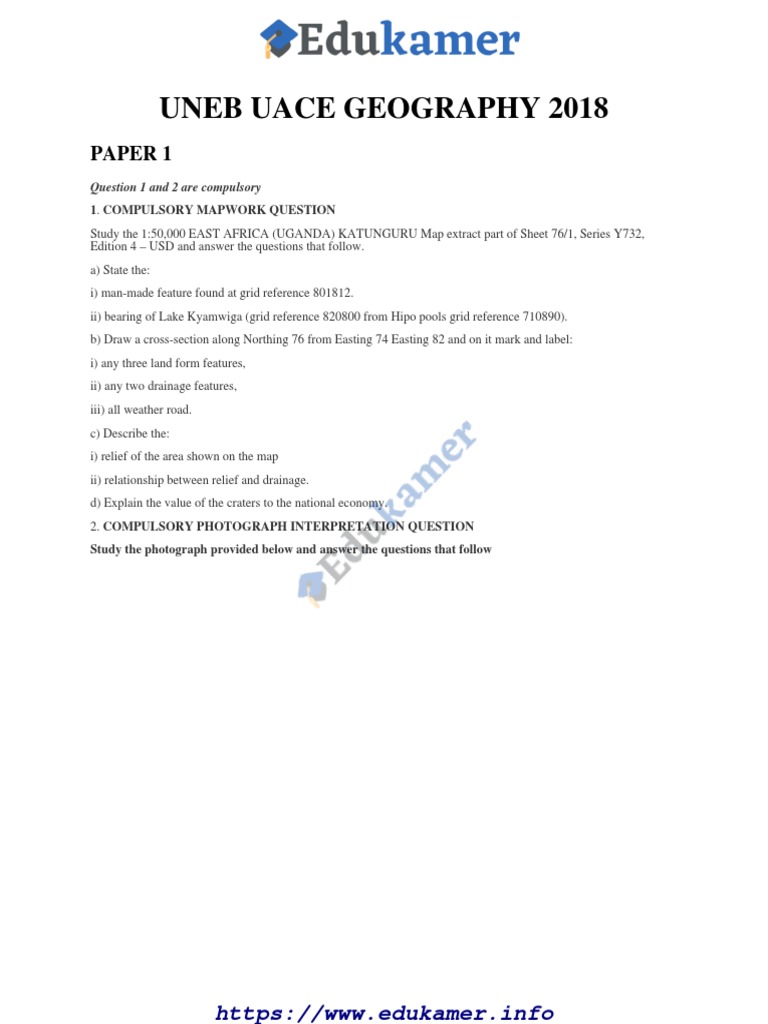 Uneb Uace Geography 2018: Paper 1 | Download Free PDF | Africa | Uganda