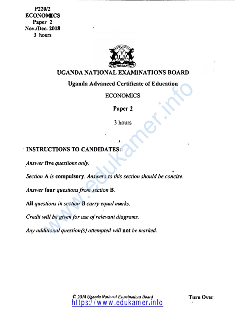 UACE Economics 2018 Paper 2 | PDF | Long Run And Short Run | Inflation