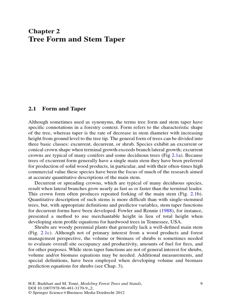 Tree Form and Stem Taper | PDF | Dependent And Independent Variables ...