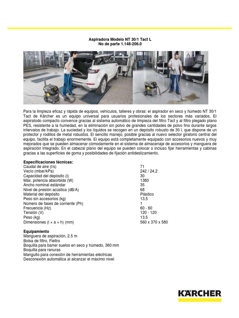 Ficha Técnica NT 30-1 TACT | PDF | Aspiradora | Bienes manufacturados
