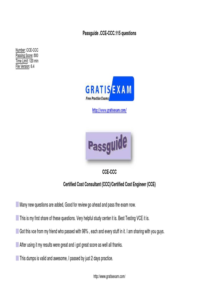Number: CCE-CCC Passing Score: 800 Time Limit: 120 Min File Version: 6. ...