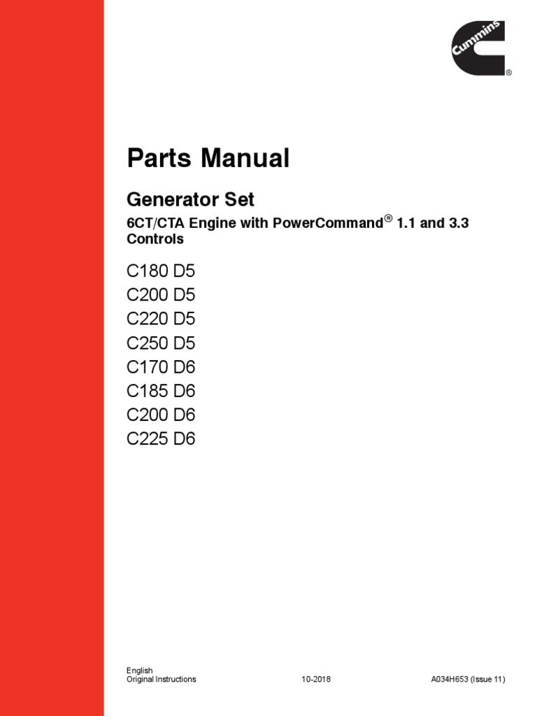 Manual de Partes Cummins C170 | PDF | Electric Generator | Mains ...