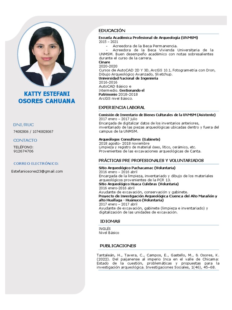 Katty Estefani Osores Cahuana: Educación | PDF