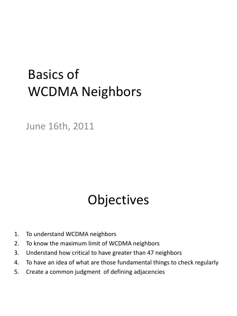 Basics of WCDMA Neigbors - Rev2 | PDF
