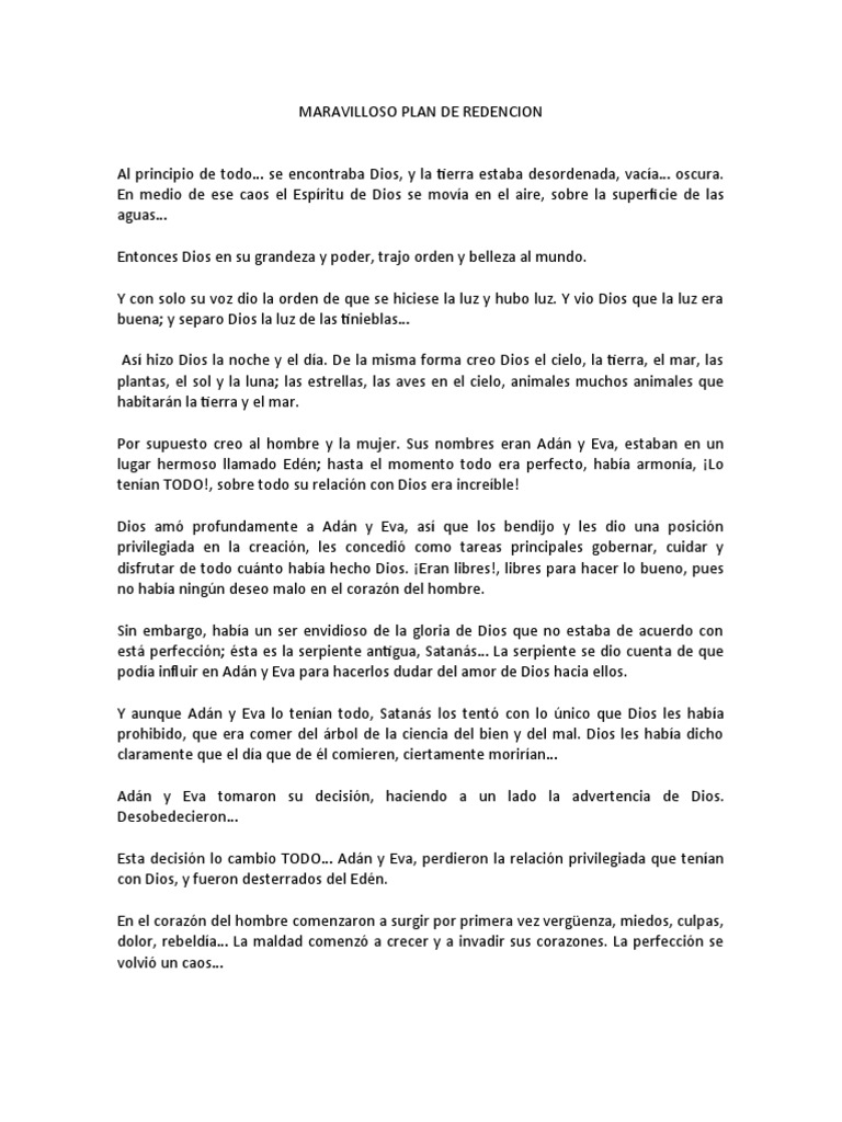 Maravilloso Plan de Redencion | PDF | Adán y Eva | Creencia religiosa y ...