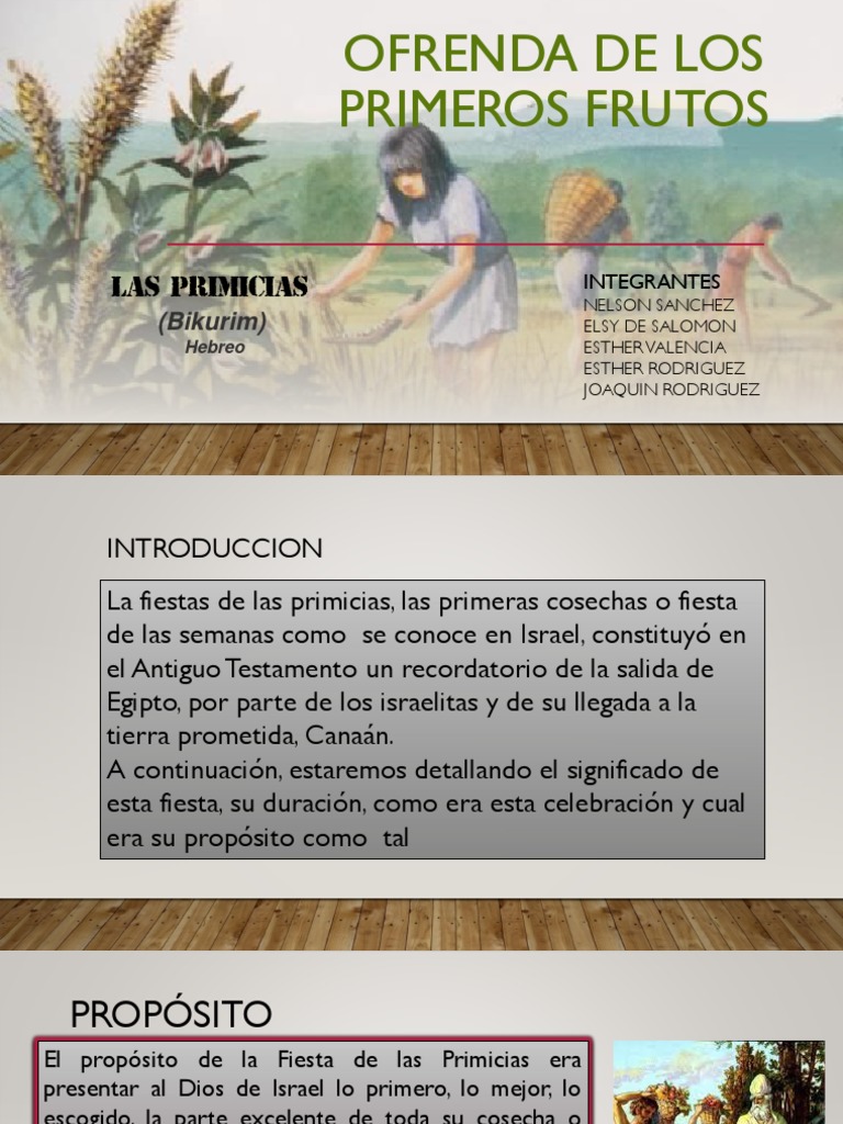 Ofrenda de Los Primeros Frutos: Las Primicias | Descargar gratis PDF ...