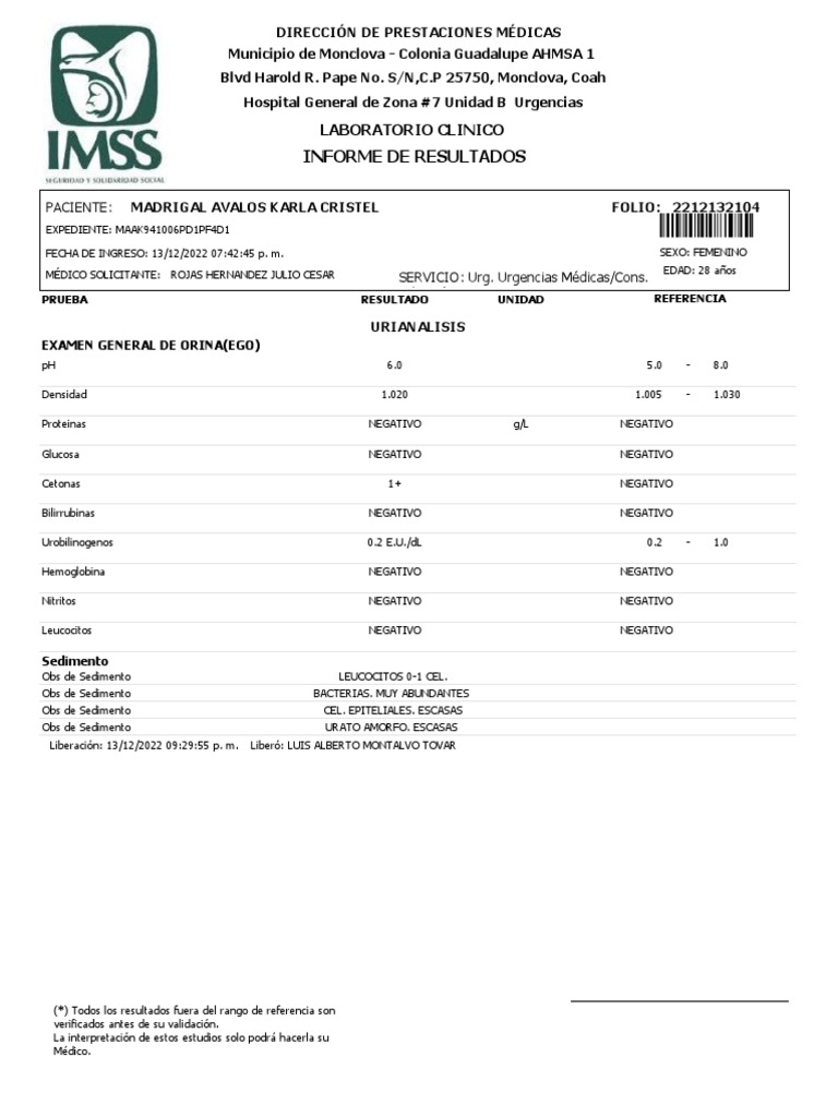 Informe de Resultados: Laboratorio Clinico | Descargar gratis PDF ...