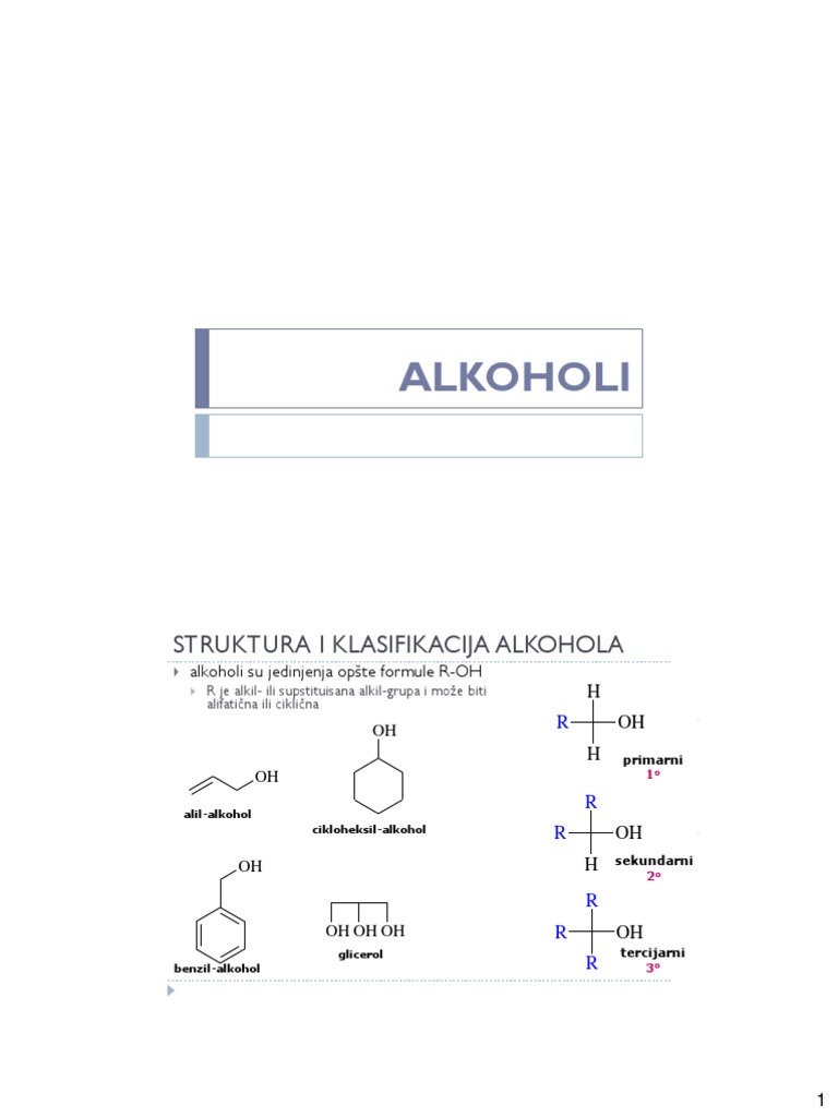 Alkoholi: Struktura I Klasifikacija Alkohola | PDF