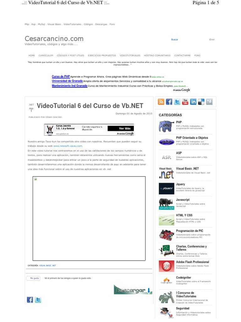 Video Tutorial 6 Del Curso de Vbnet | PDF | Php | Mi sql