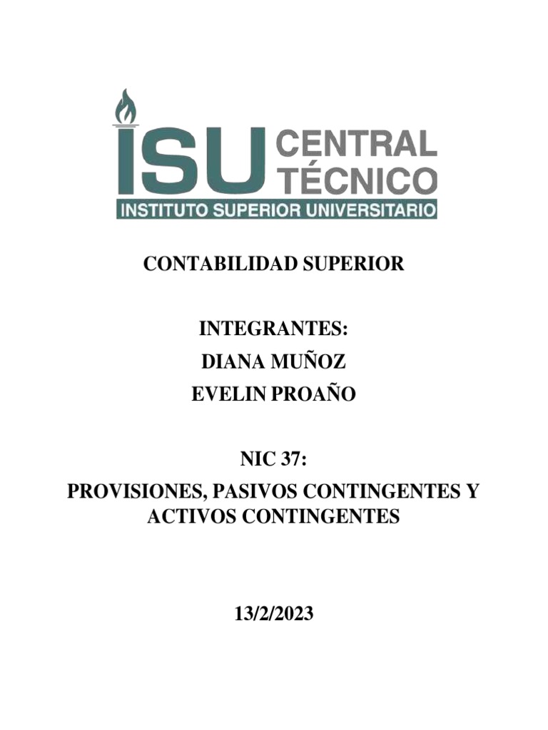 NIC 37: Provisiones, pasivos y activos contingentes | PDF | Daños y ...