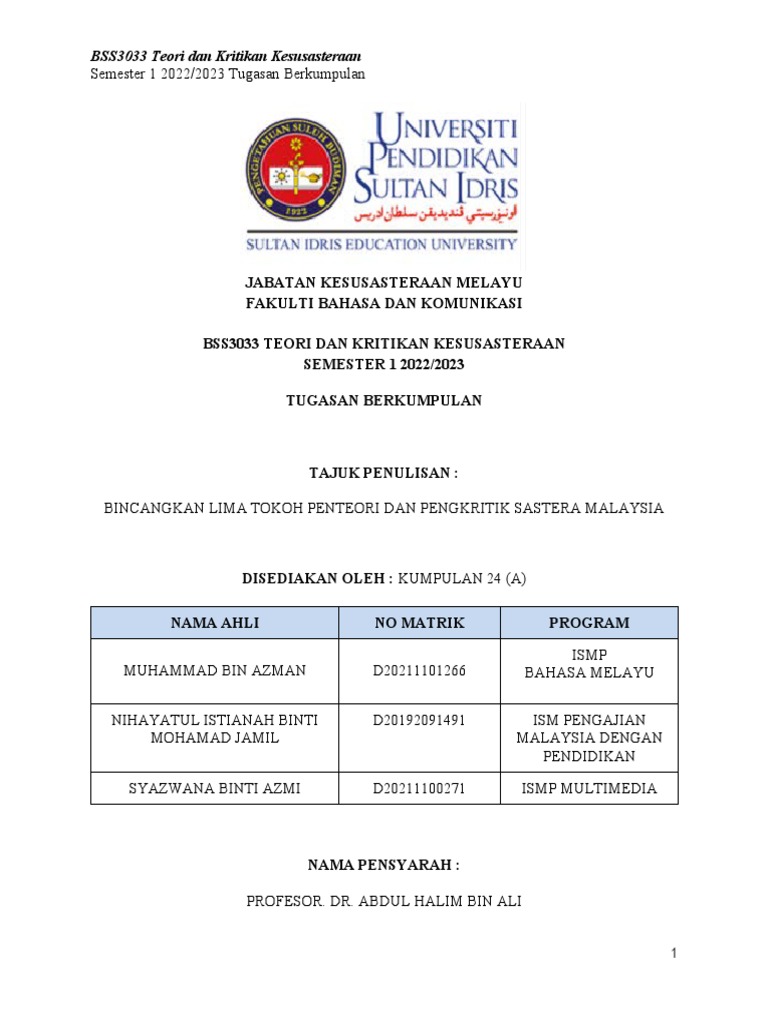 BSS3033 Teori Dan Kritikan Kesusasteraan | PDF