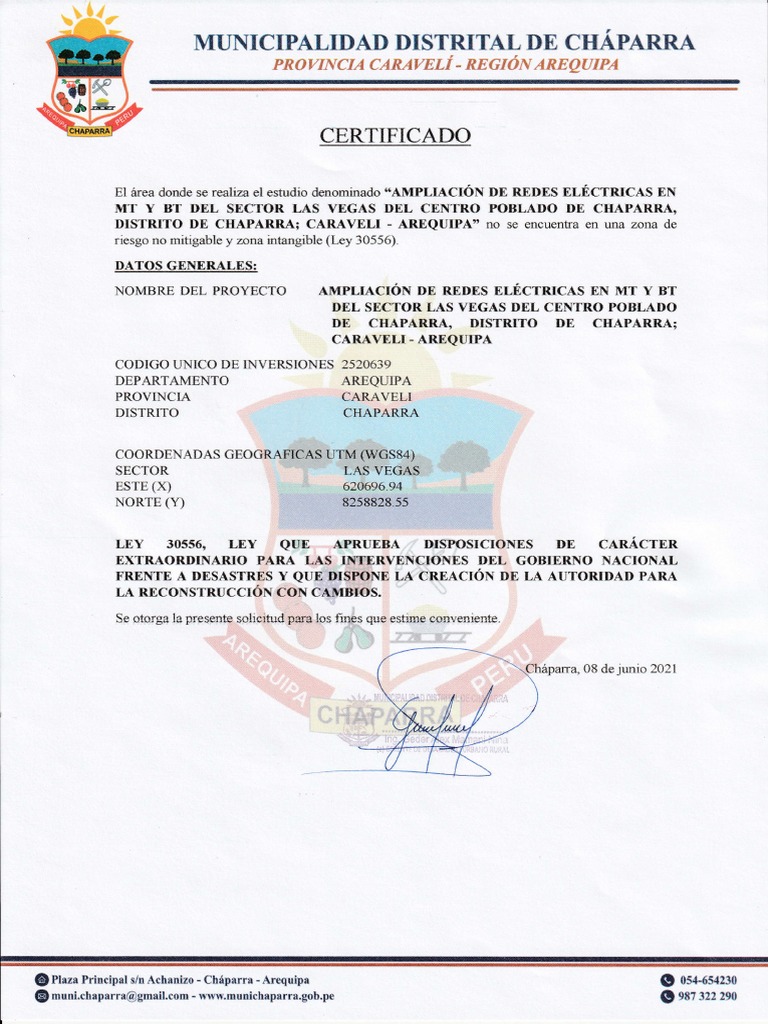 6 - Certificado de Zona No Intangible | PDF 6 - Certificado de Zona No Intangible | PDF