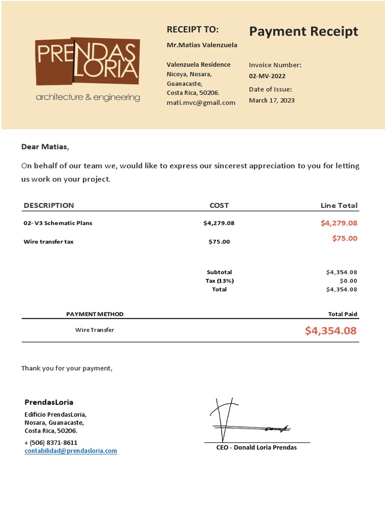02 Payment Receipt - V3 Schematic Plans | PDF