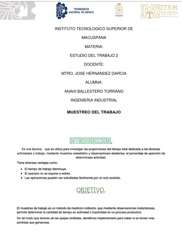 Muestreo Del Trabajo Descargar Gratis Pdf Muestreo Estadísticas